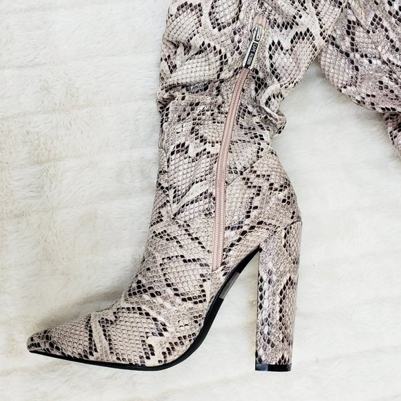 Cape Robbin | Shoes | Chunky Heel Belted Thigh High Chap Boots Snake ...